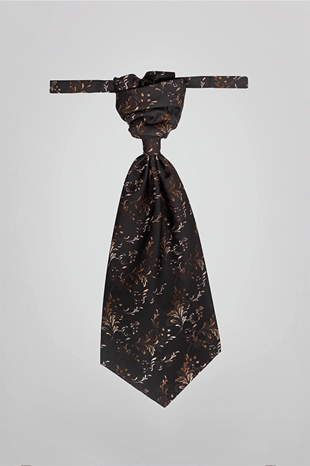 Męski Brązowy Fular w Drobny Wzór